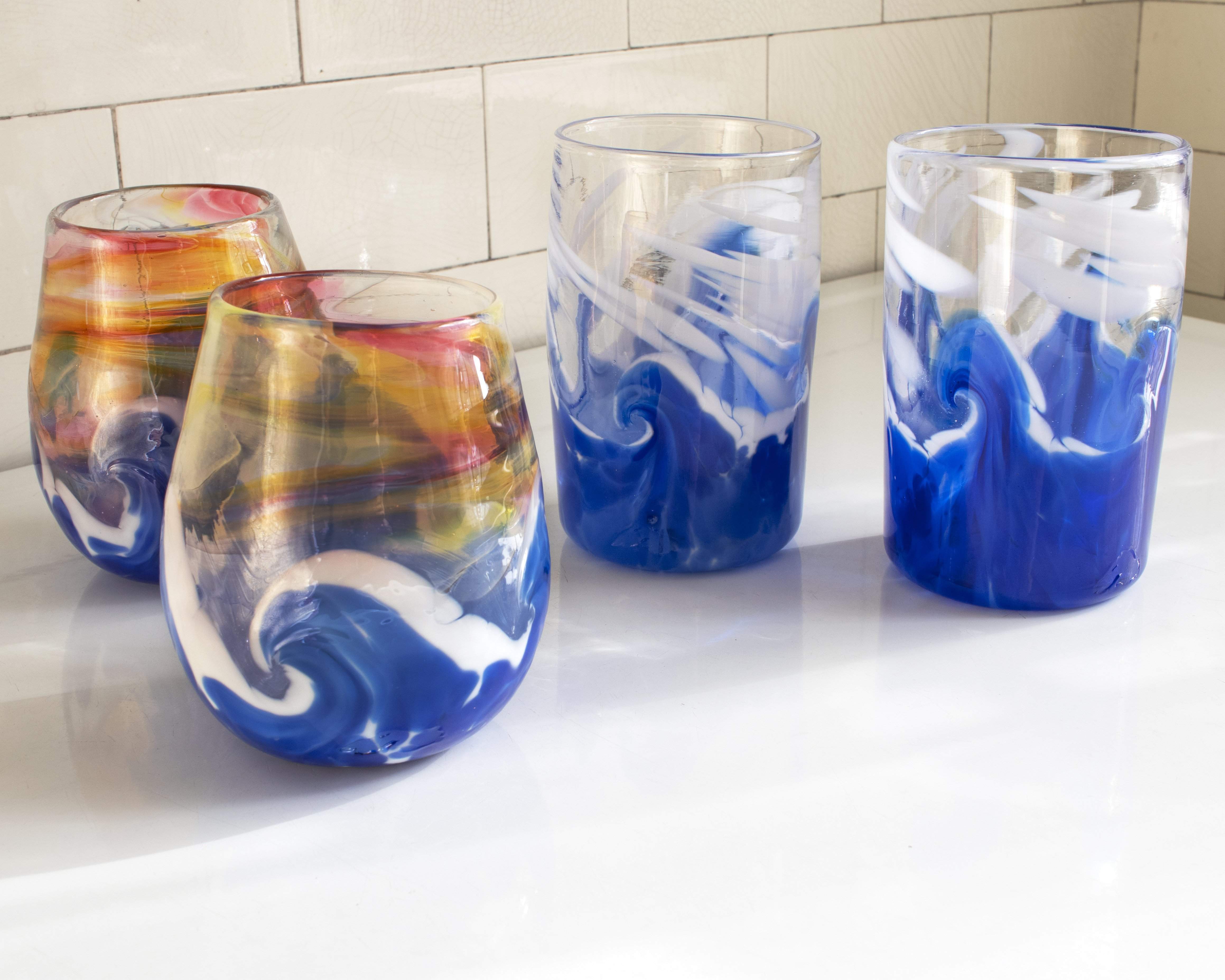 Experience the Beauty of the Beach with Our Handcrafted Wave Glassware ...