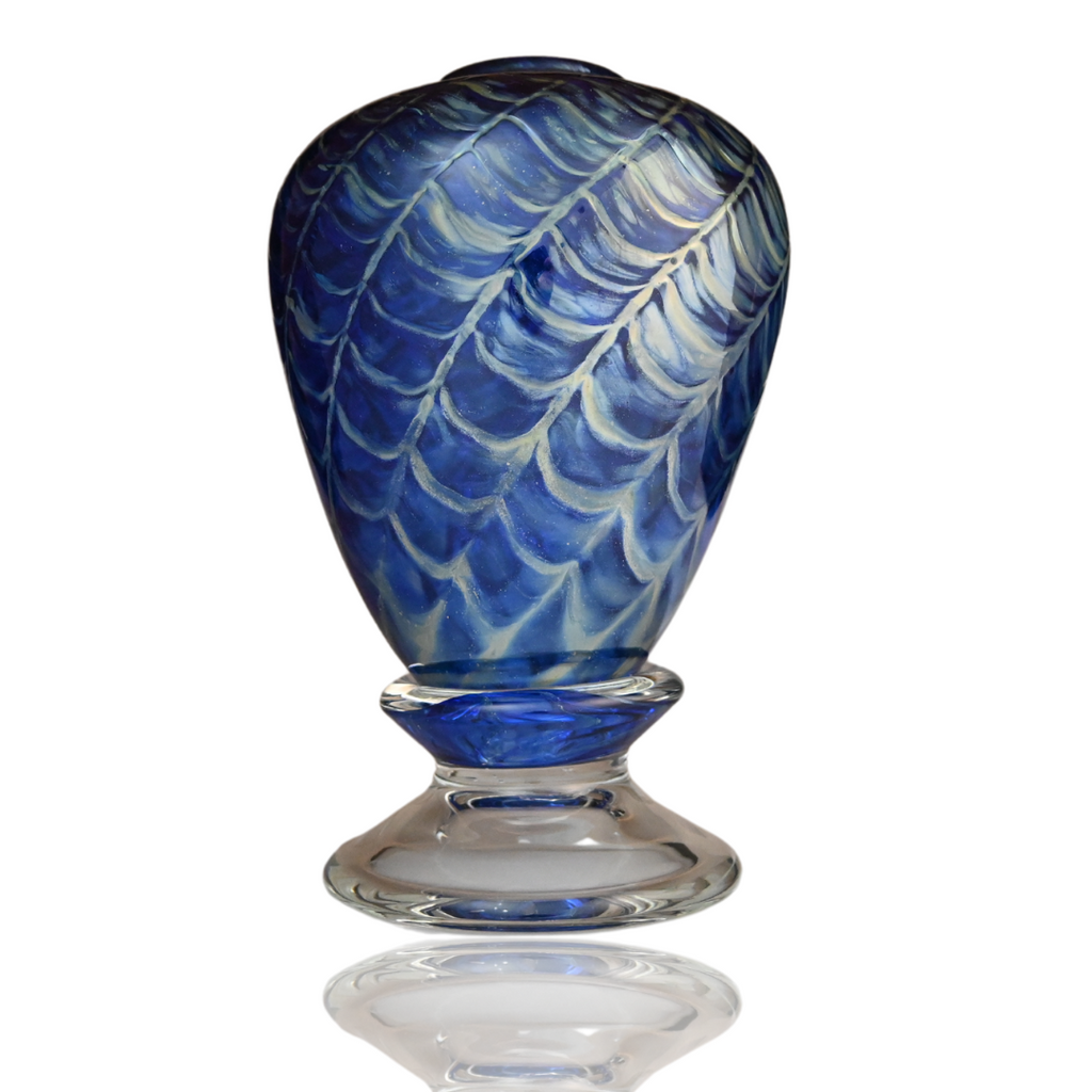 AH Fishnet Silver Cobalt Vase – Lake Superior Art Glass